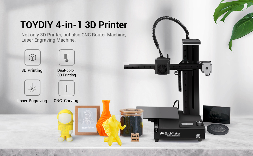 EcubMaker TOYDIY 4-in-1 3D Printer (Dual-Color 3D Printing/Laser ...